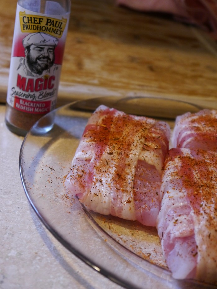 Bacon-Wrapped Grouper with Spicy Coconut Raspberry Sauce | Capers in ...